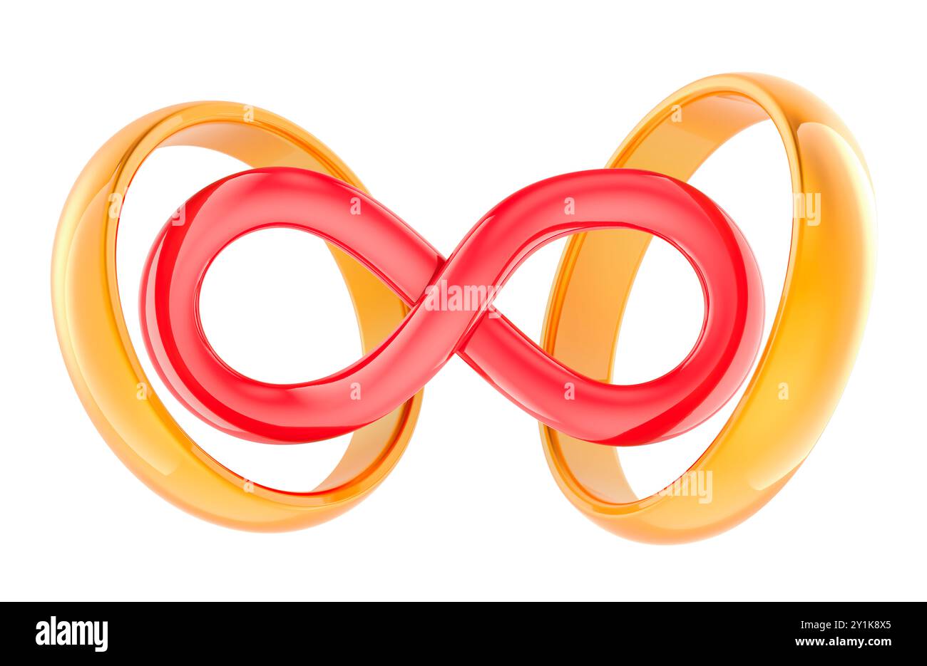 Infinity love, concept. Infinity sign with wedding rings, 3D rendering ...