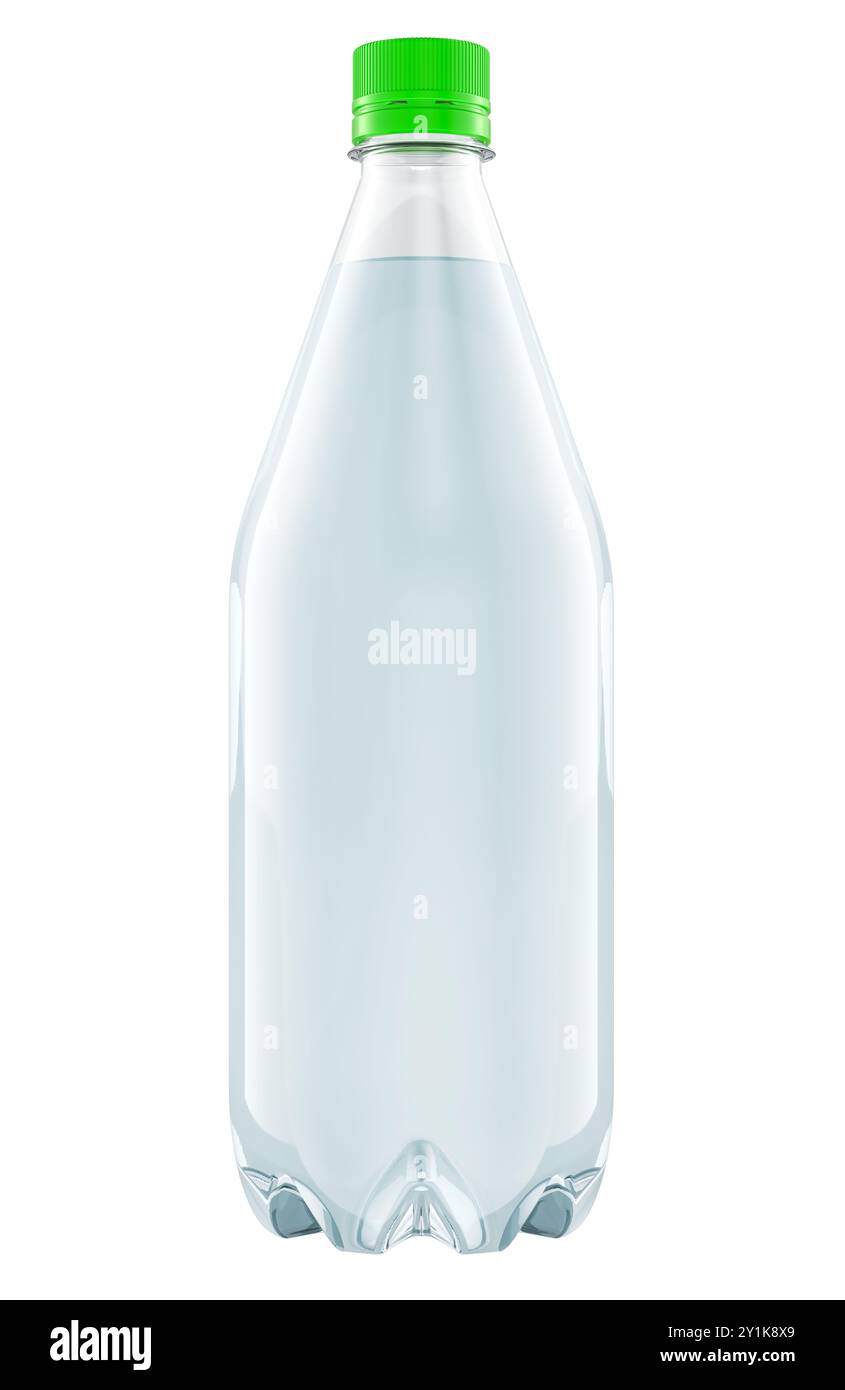 One Plastic Water Bottle, full of water. 3D rendering isolated on white ...