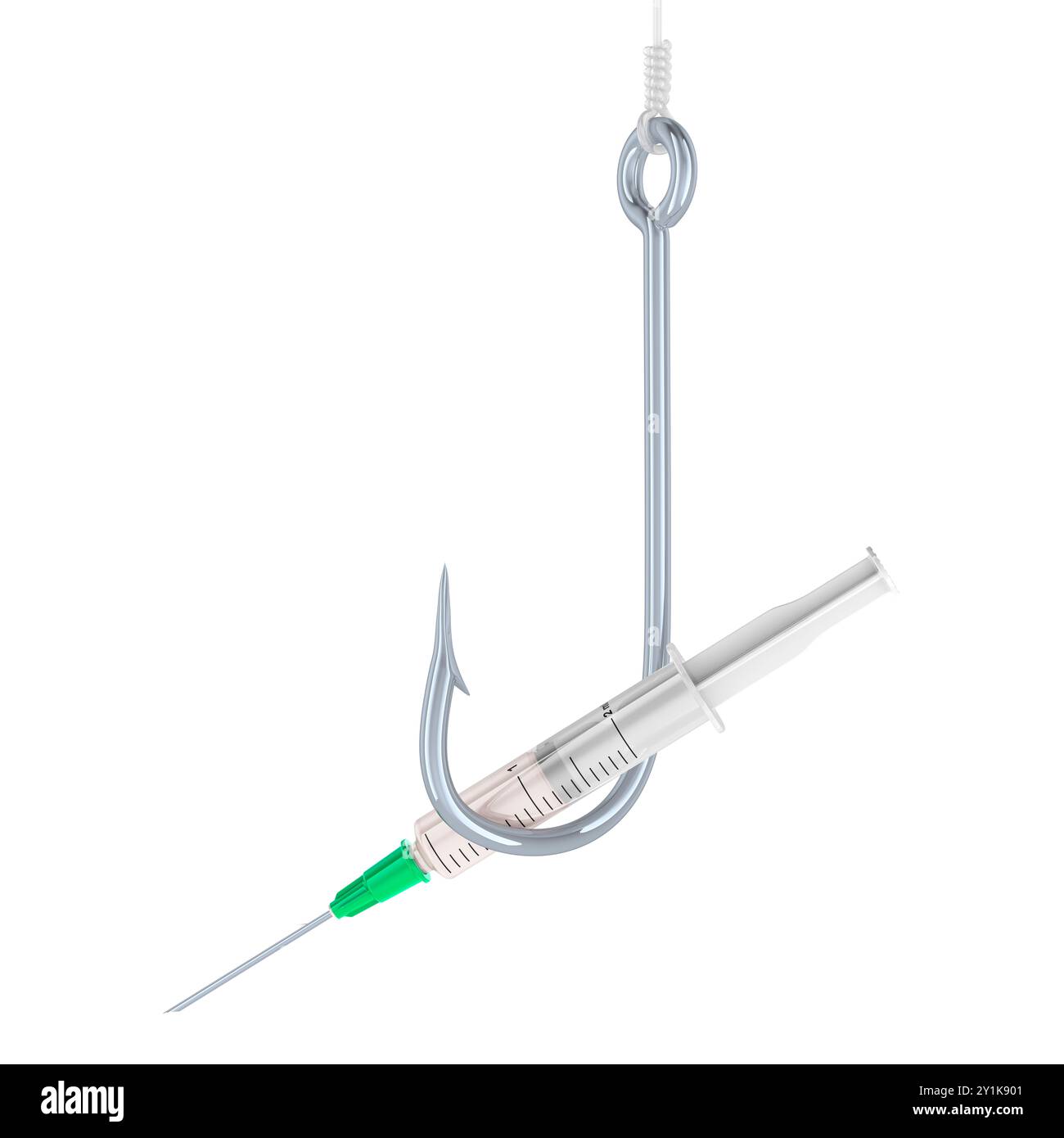 Syringe on the fishing hook. Dependence from drugs or from cosmetic ...
