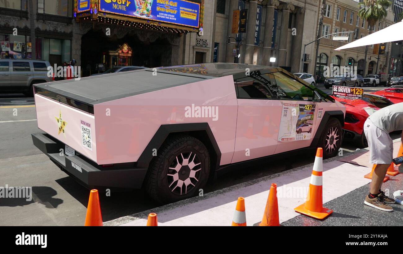 Los Angeles, California, USA 6th September 2024 Pink Cybertruck on ...
