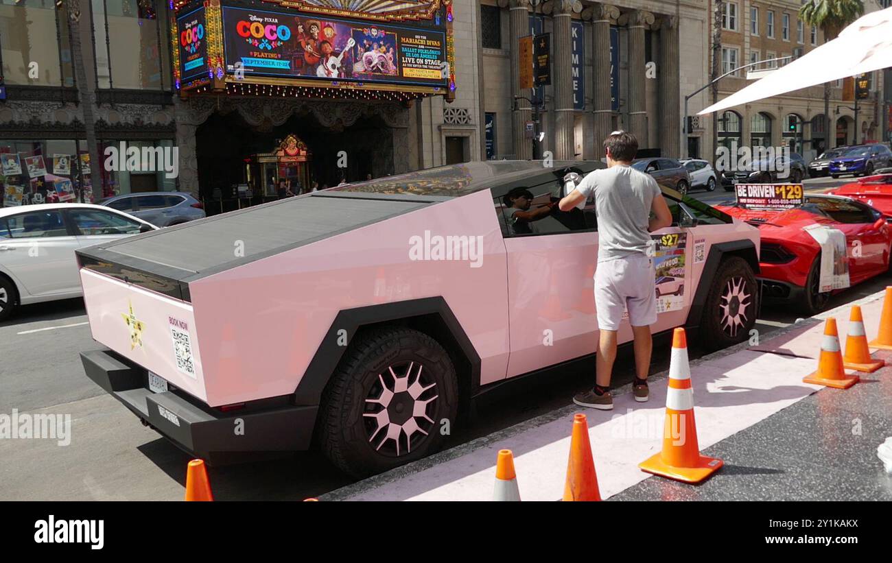 Los Angeles, California, USA 6th September 2024 Pink Cybertruck on ...