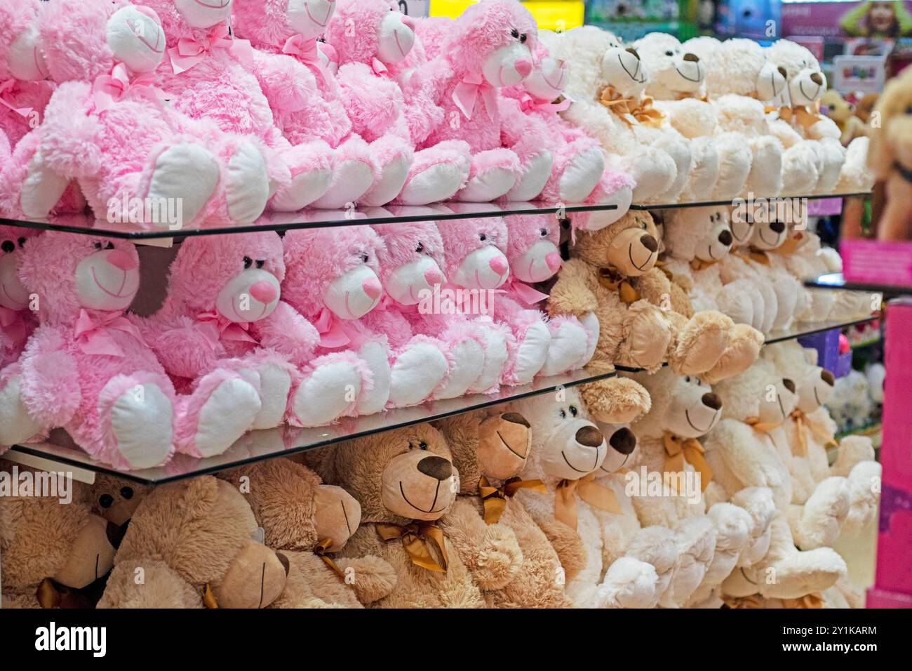 cute pink and light teddy bears in the toy department. World of ...