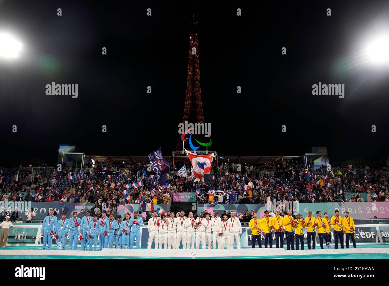 From left, Argentinian team, French team and Brazilian team pose as ...