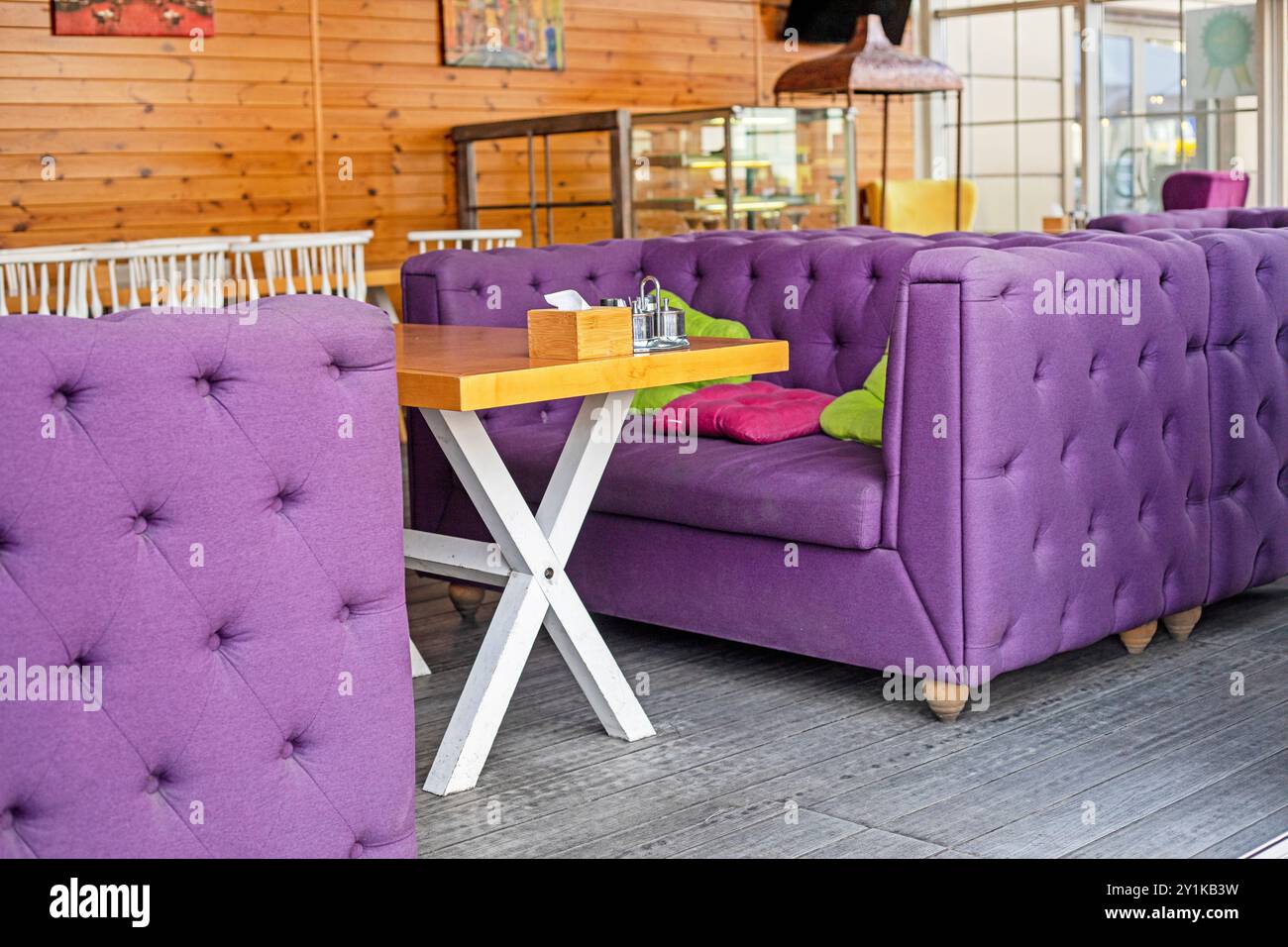 modern Turkish interior with purple soft sofas Stock Photo - Alamy