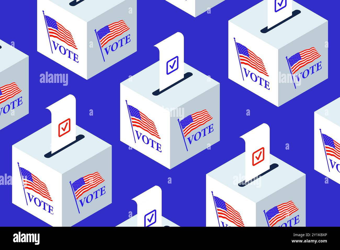 US Presidential Elections banner. Isometric ballot boxes with completed ...