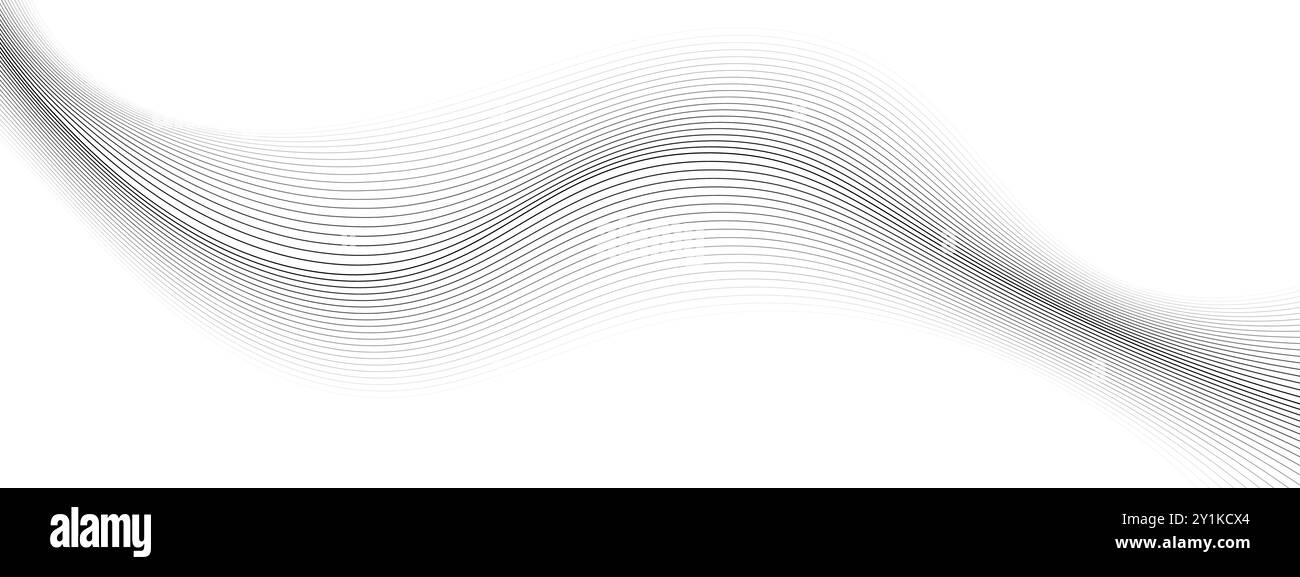 black and white gradient wavy stripes background. Vector illustration ...