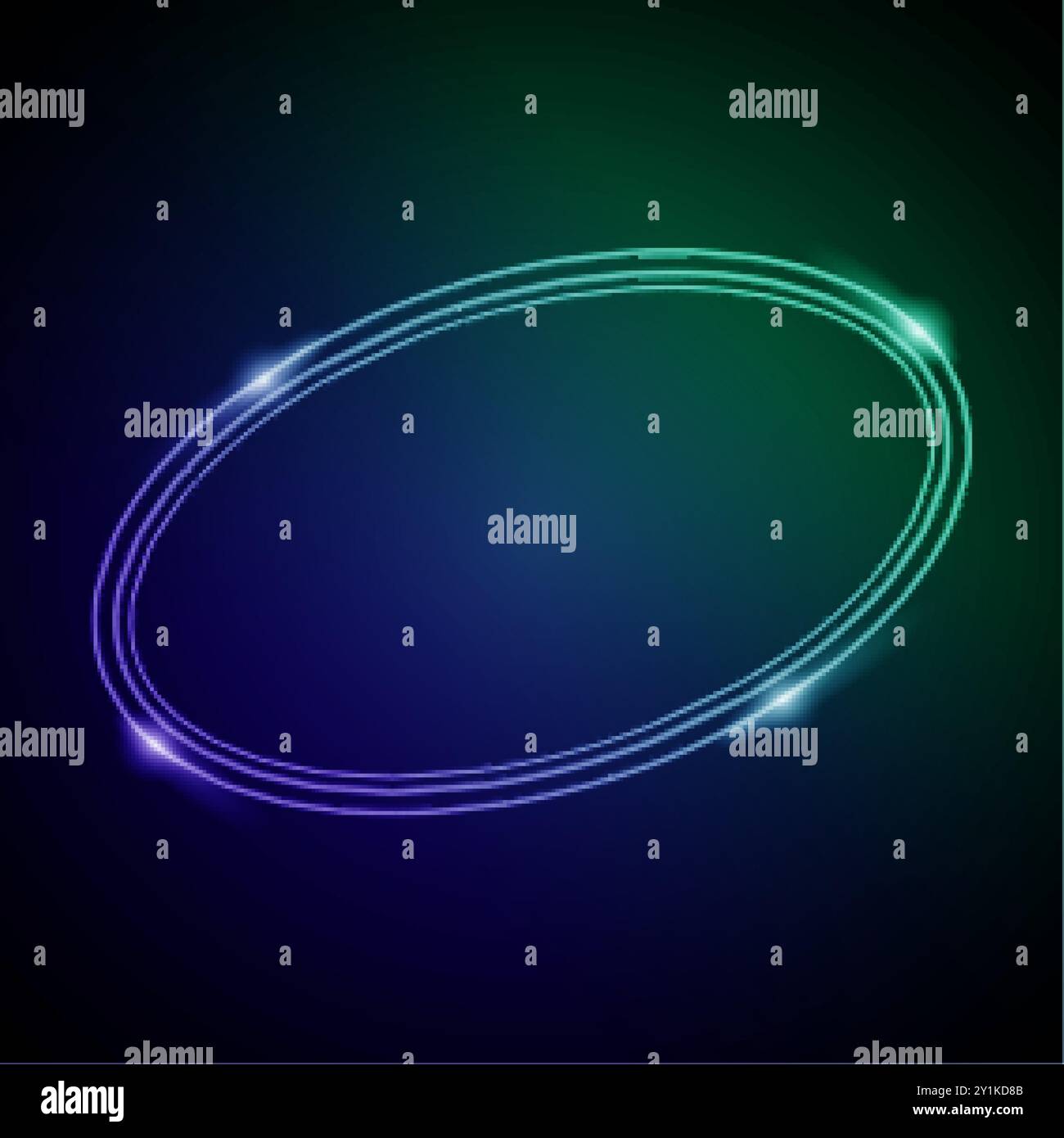 Neon Frame with Glow, and Sparkles. Electronic Luminous Ovals Frame in ...