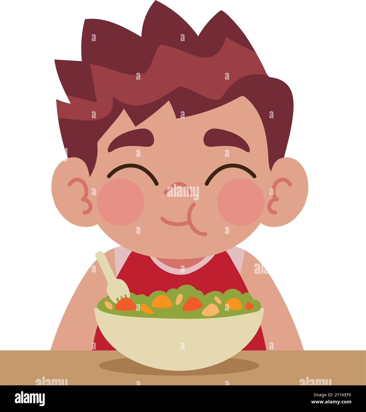 cute boy eating vegan food Stock Vector Image & Art - Alamy