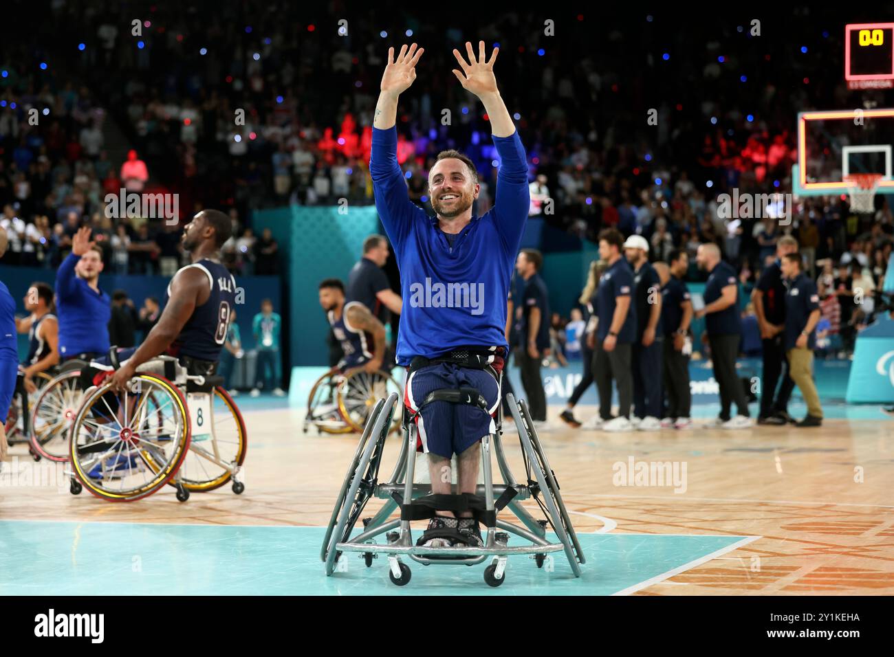 Steve Serio of the U.S celebrates after winning the wheelchair ...