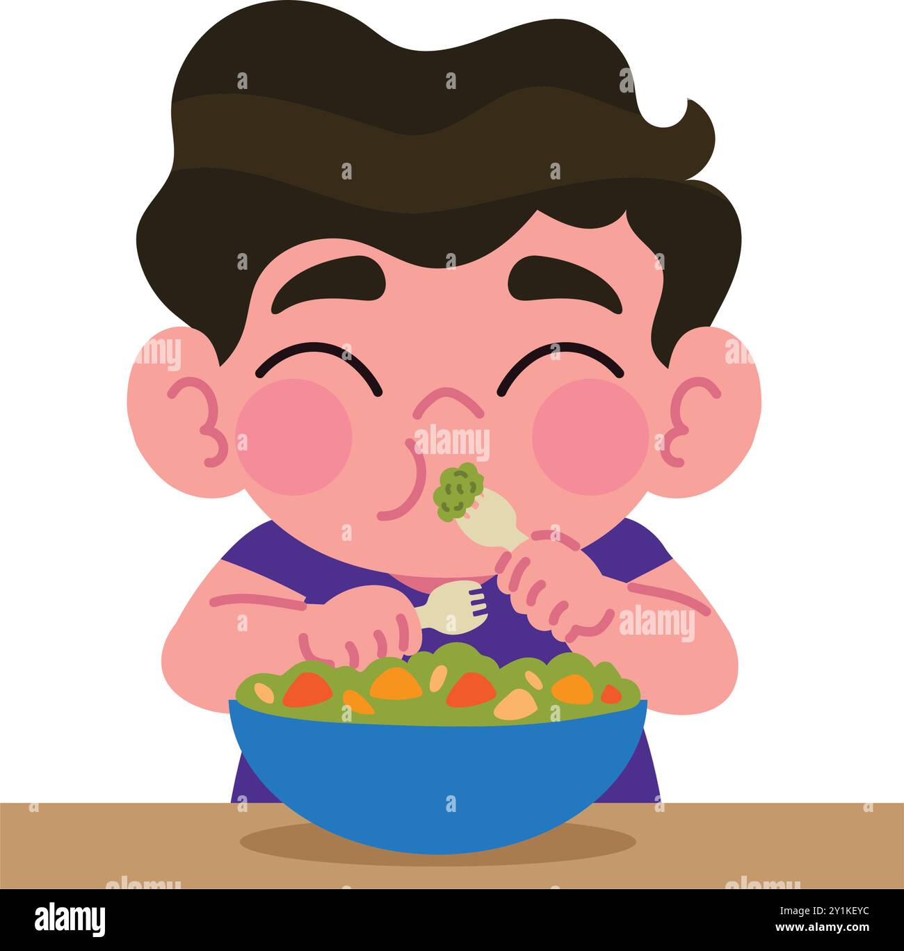 little boy eating vegan food Stock Vector Image & Art - Alamy