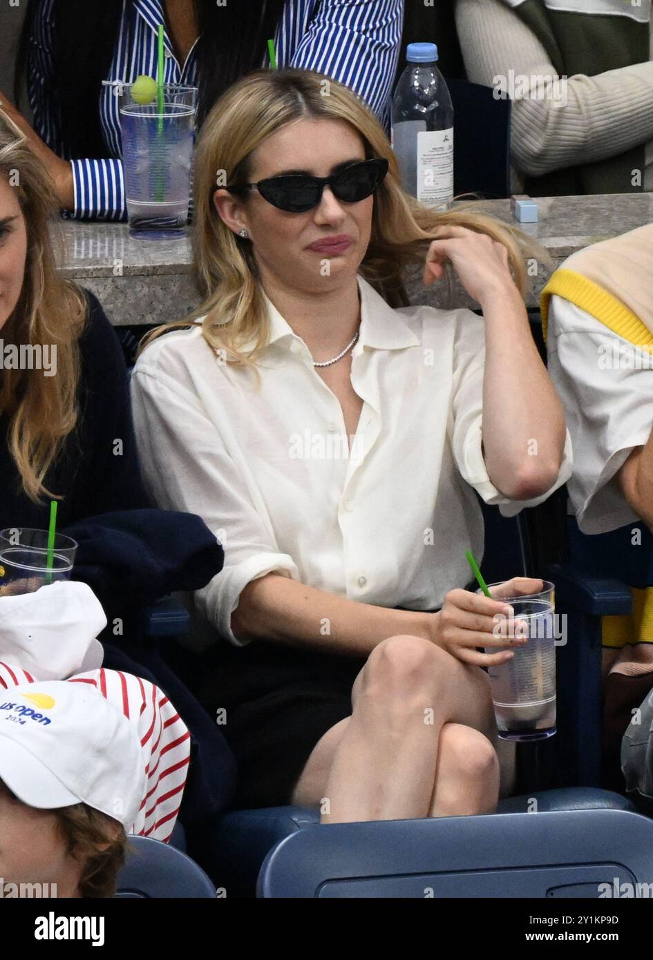 New York, United States. 07th Sep, 2024. Emma Roberts is seen watching ...