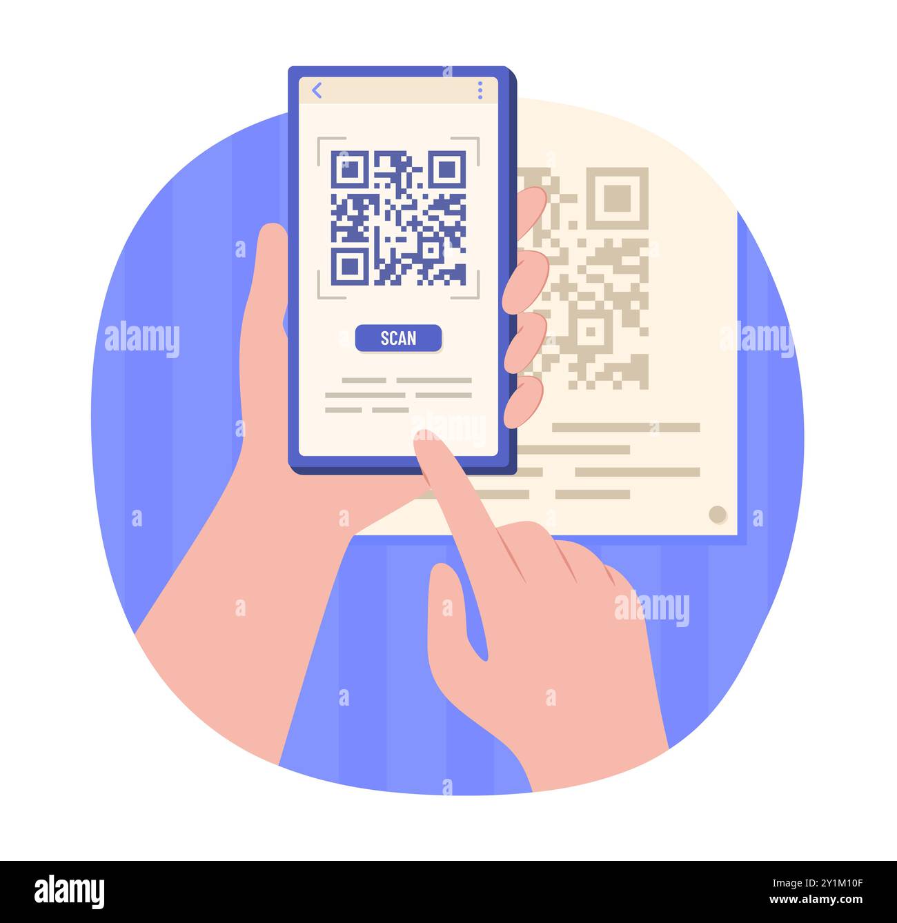 Hands Holding Smartphone to Scan QR Code for Online Payment Concept Illustration Stock Vector ...