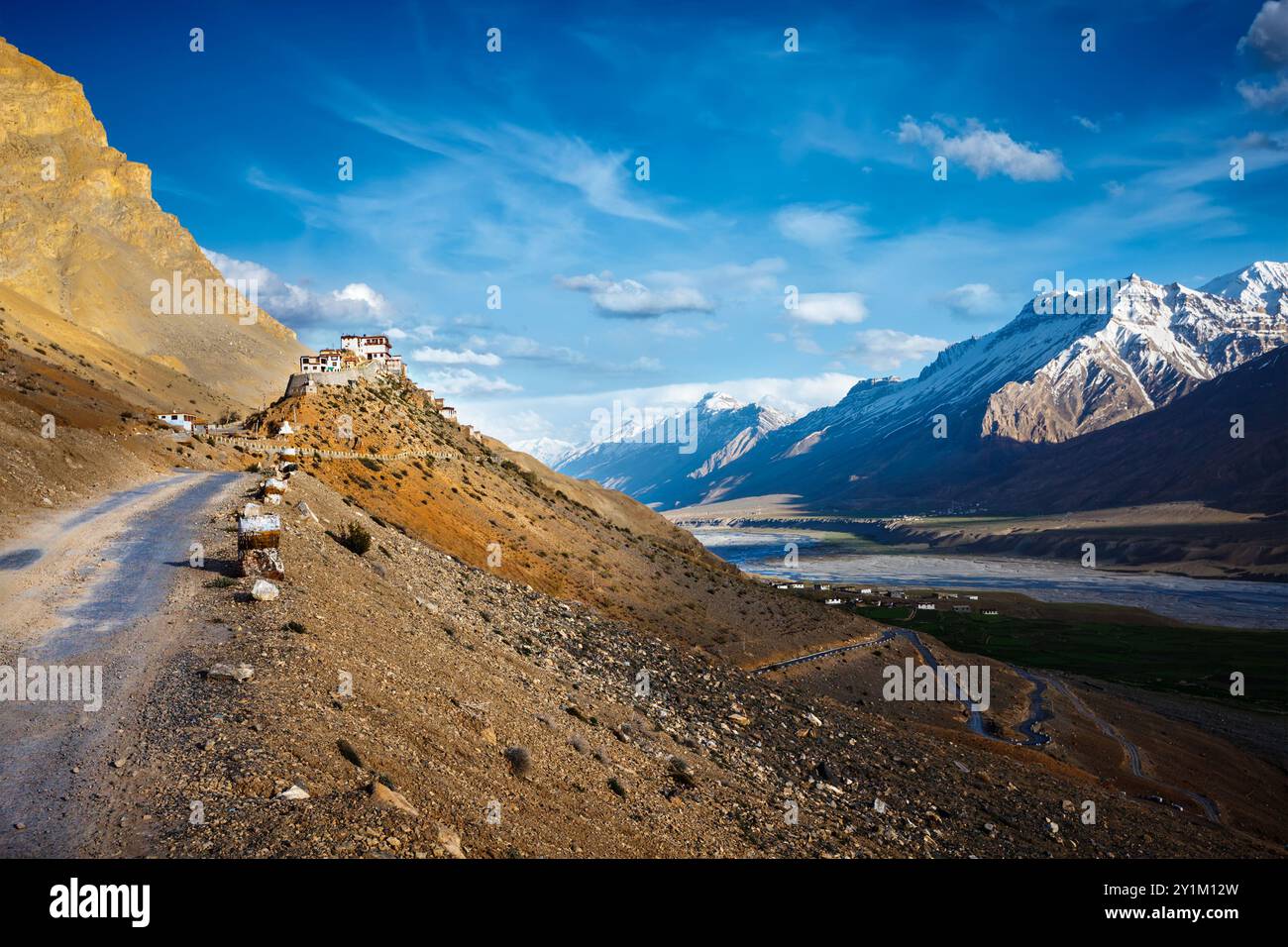 Road to Kee (Ki, Key) Monastery. Spiti Valley, Himachal Pradesh Stock ...