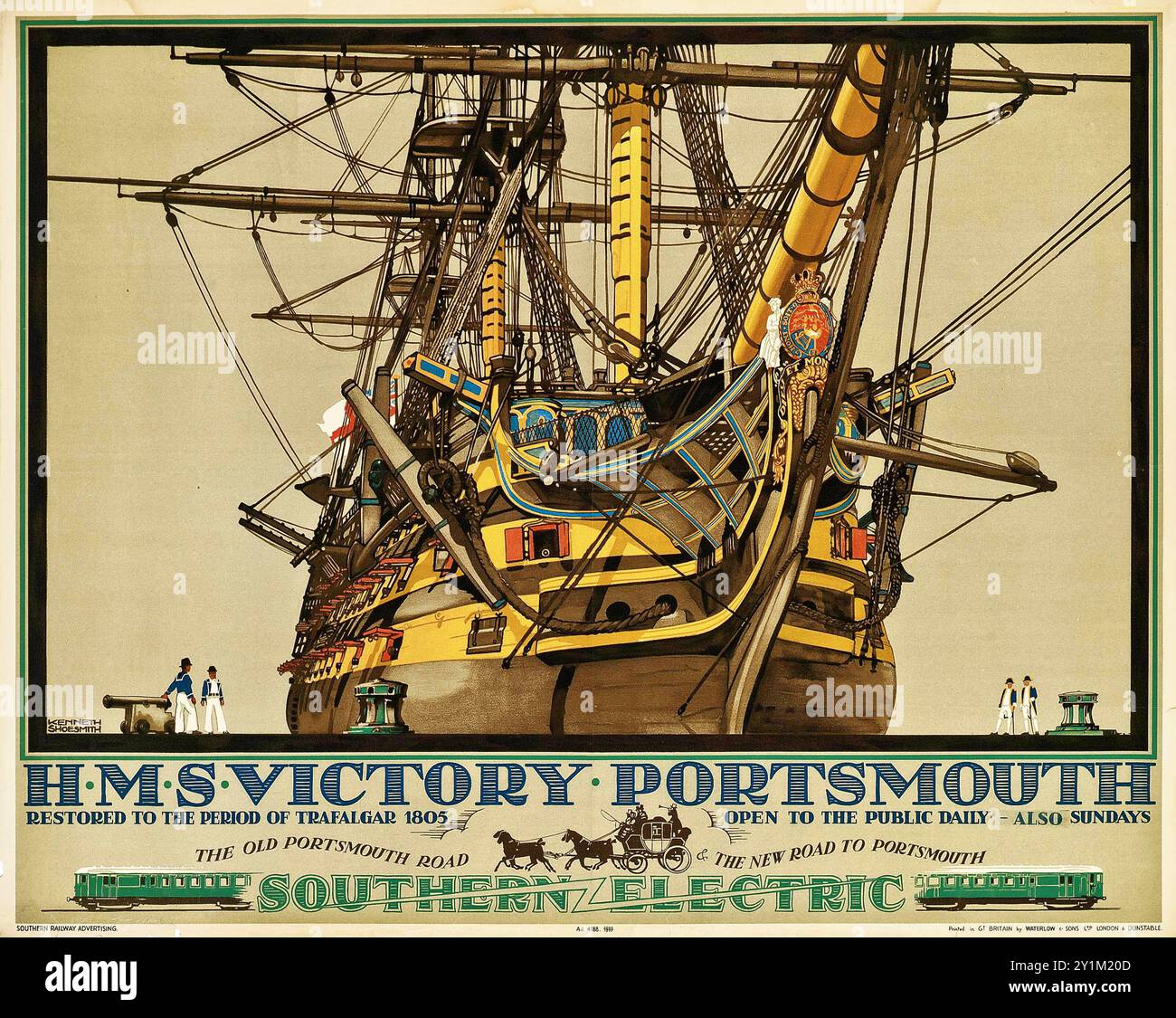 Vintage English Travel Poster by Kenneth Shoesmith: Visit the HMS ...