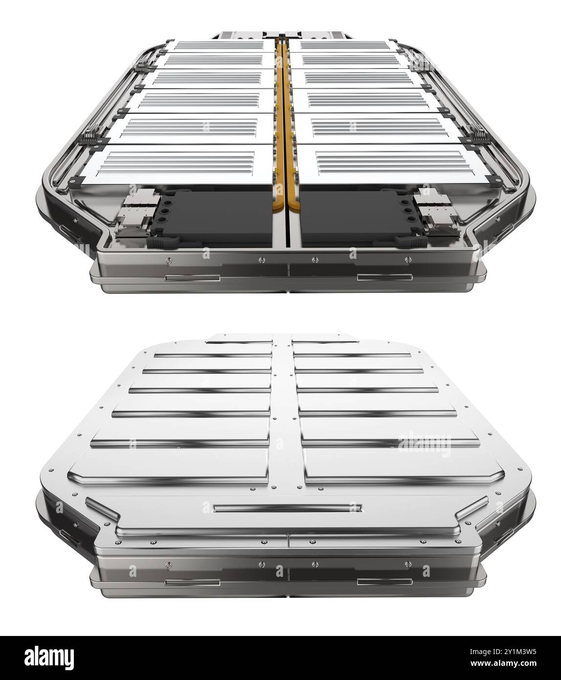 3d rendering electric vehicle battery or pack of lithium-ion pouch ...