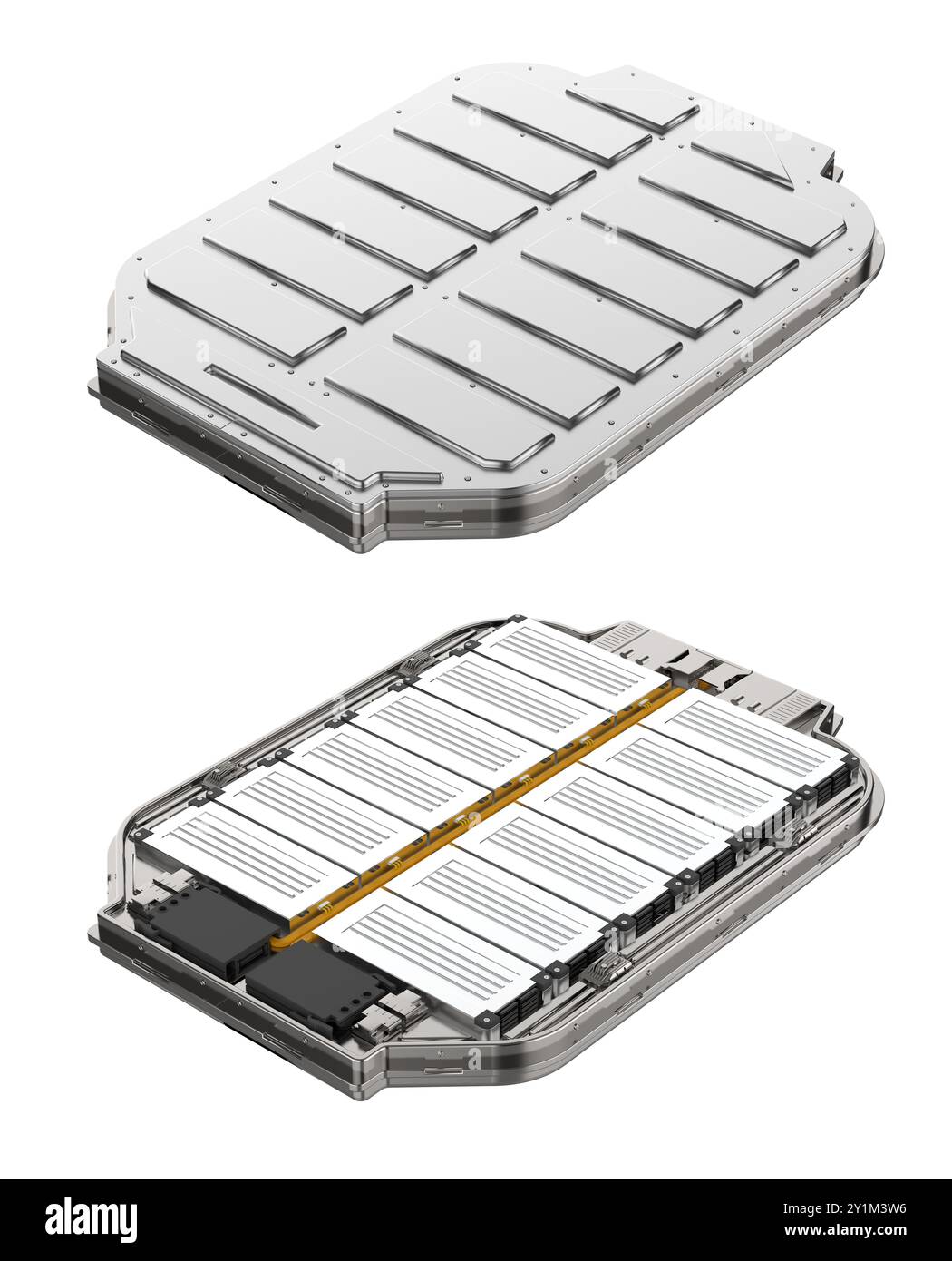 3d rendering electric vehicle battery or pack of lithium-ion pouch ...
