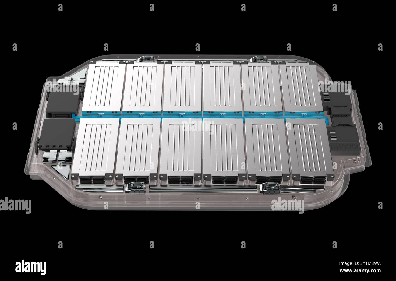 3d rendering electric vehicle battery or pack of lithium-ion pouch ...
