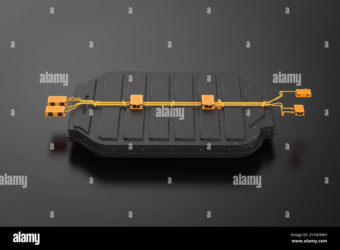 3d rendering black electric vehicle battery cells module durable and ...