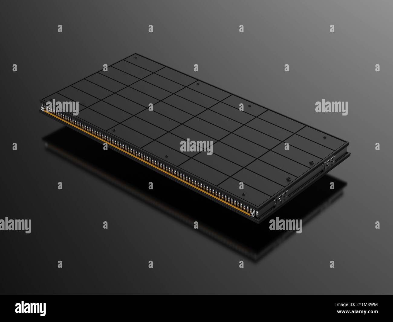 3d rendering black electric vehicle battery cells module durable and ...