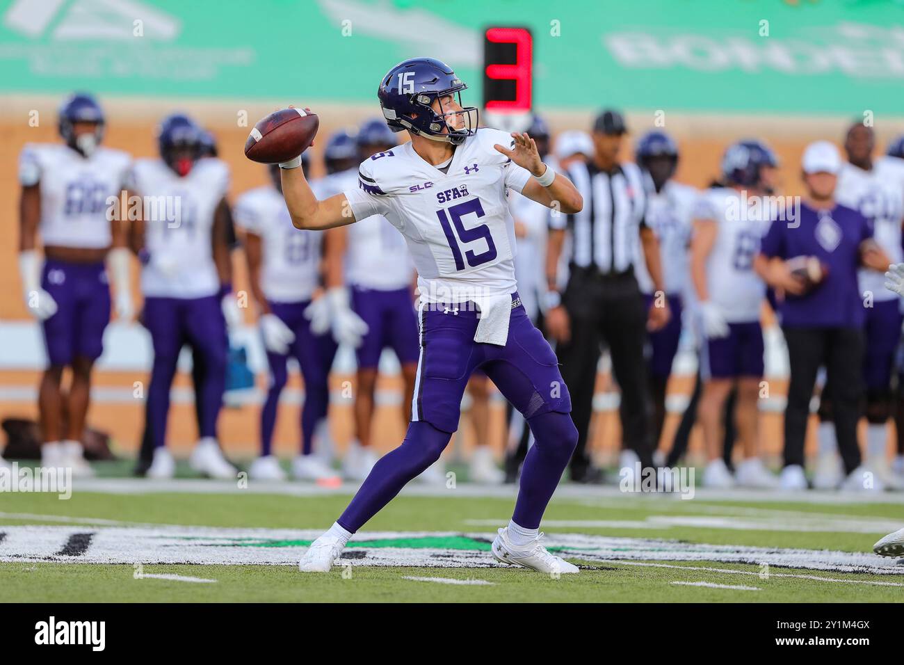 September 07, 2024:.Stephen F. Austin Lumberjacks quarterback Sam ...