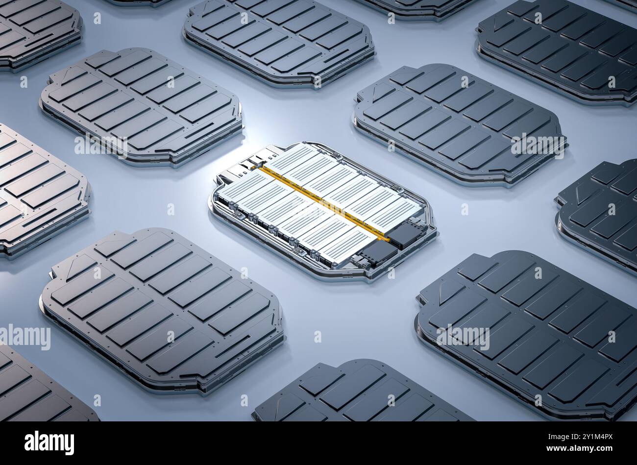 3d rendering group of electric vehicle batteries or pack of lithium-ion ...