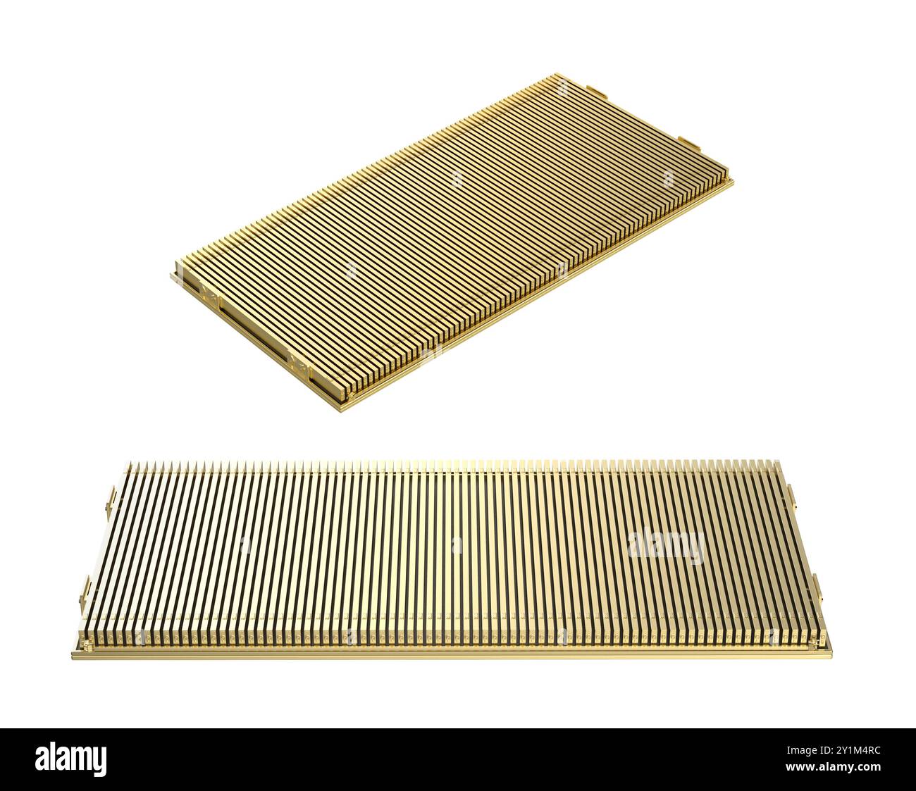 3d rendering golden electric vehicle battery or pack of lithium-ion ...