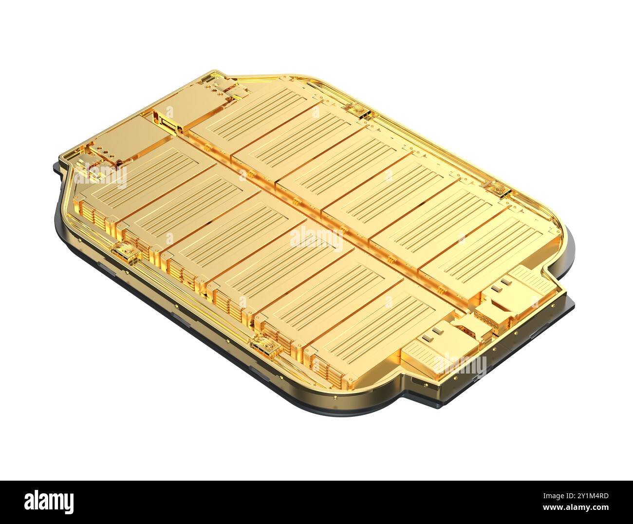3d rendering golden electric vehicle battery or pack of lithium-ion ...