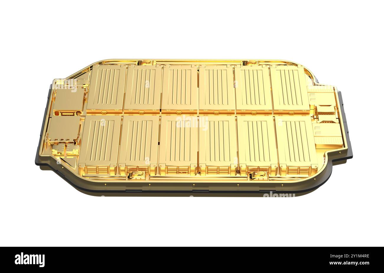 3d rendering golden electric vehicle battery or pack of lithium-ion ...