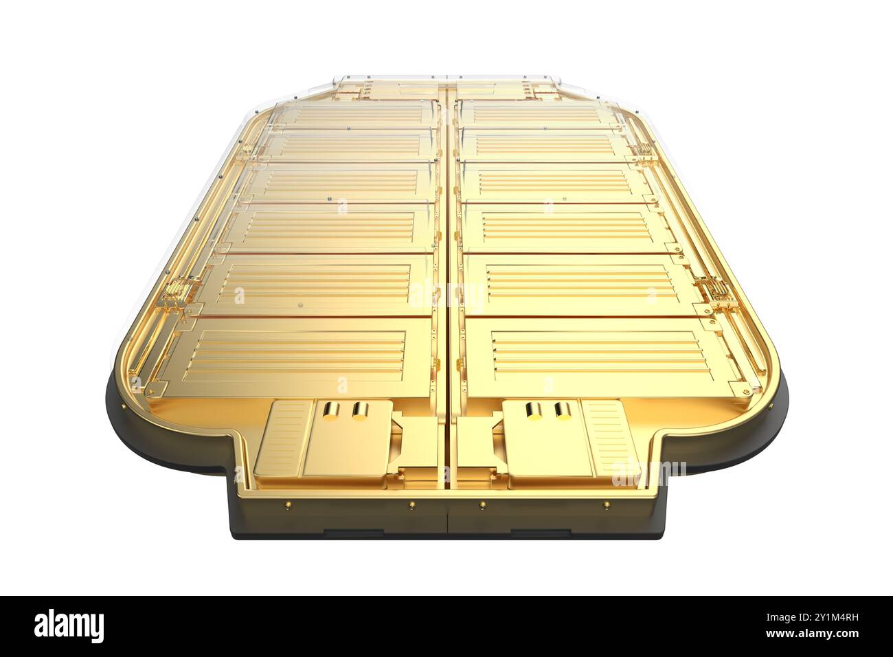 3d rendering golden electric vehicle battery or pack of lithium-ion ...