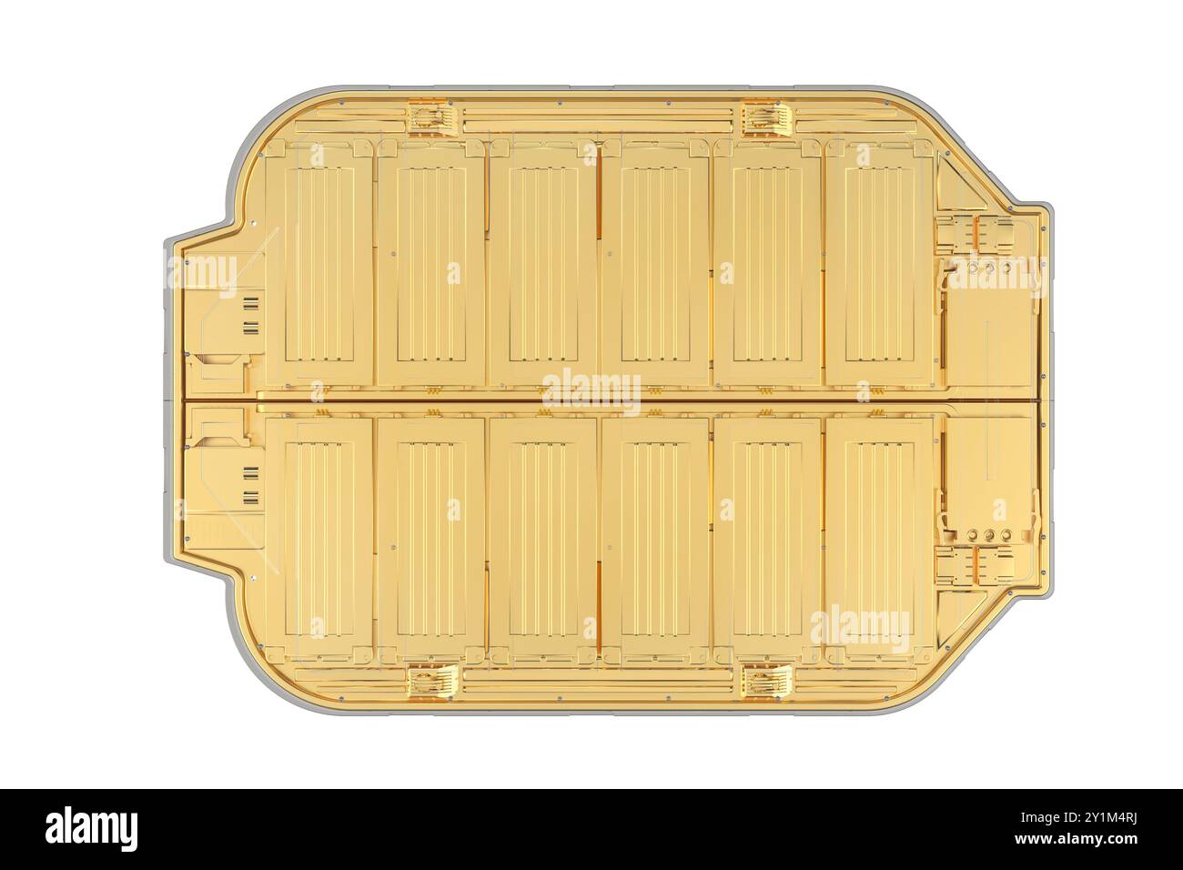 3d rendering golden electric vehicle battery or pack of lithium-ion ...