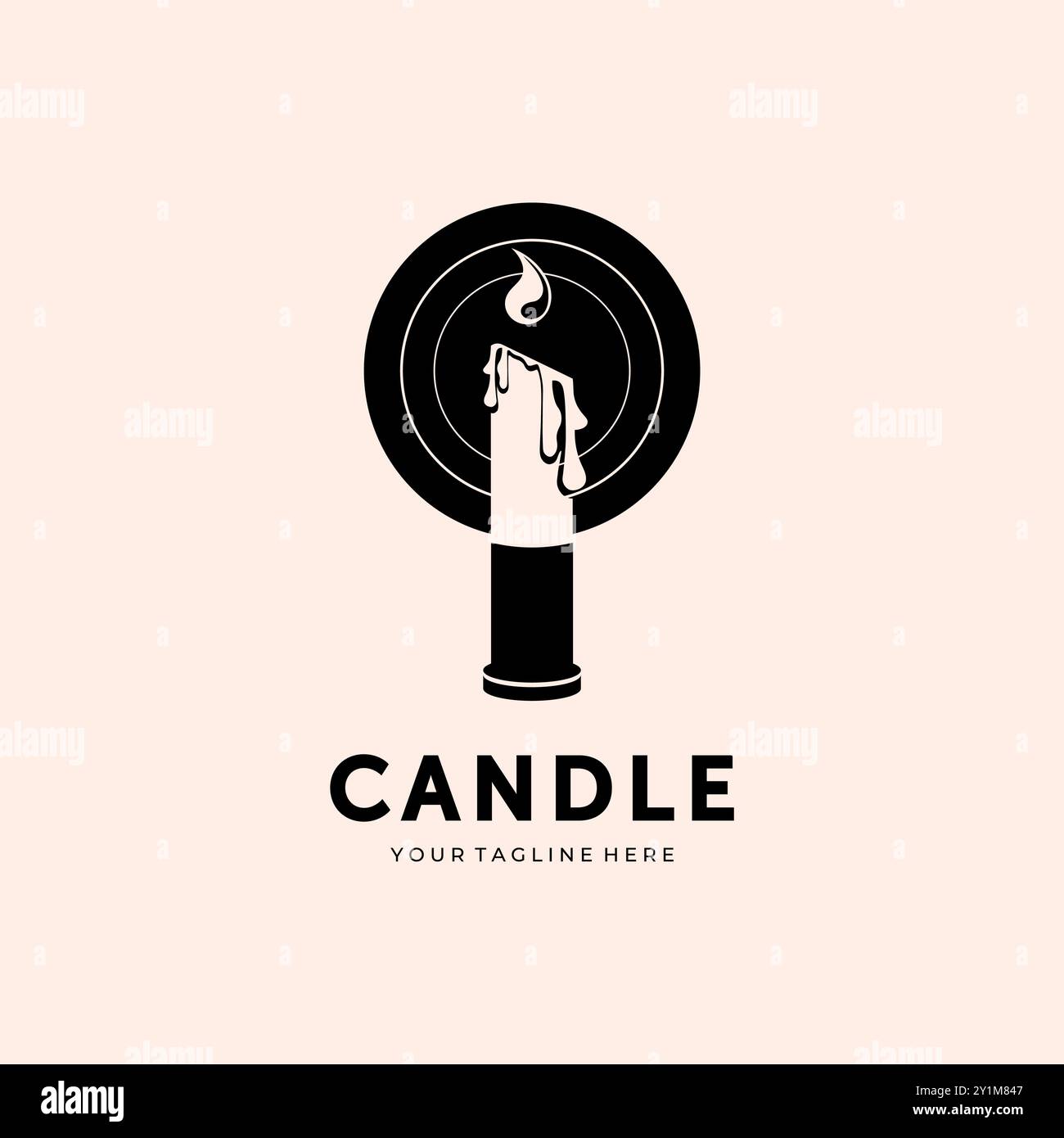 Candle Sign Logo Vector Template Illustration Design in Monochrome ...