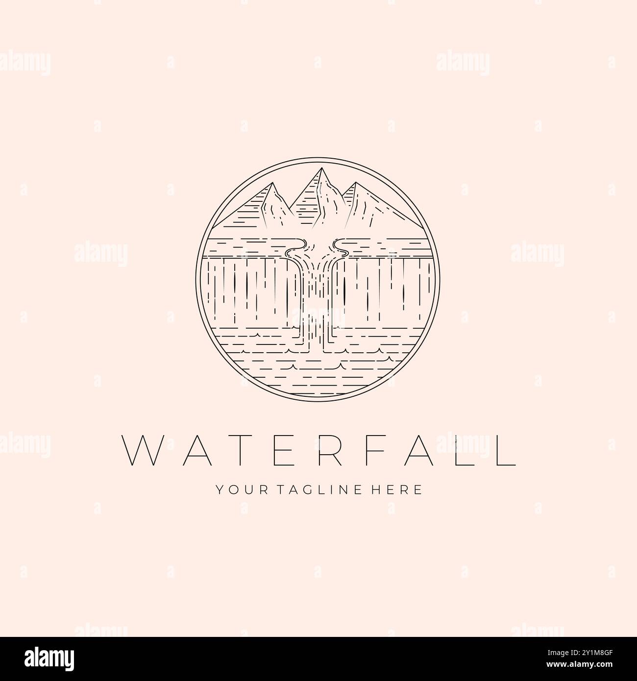 Waterfall Logo Vector Illustration Design, Outdoor Landscape Logo ...