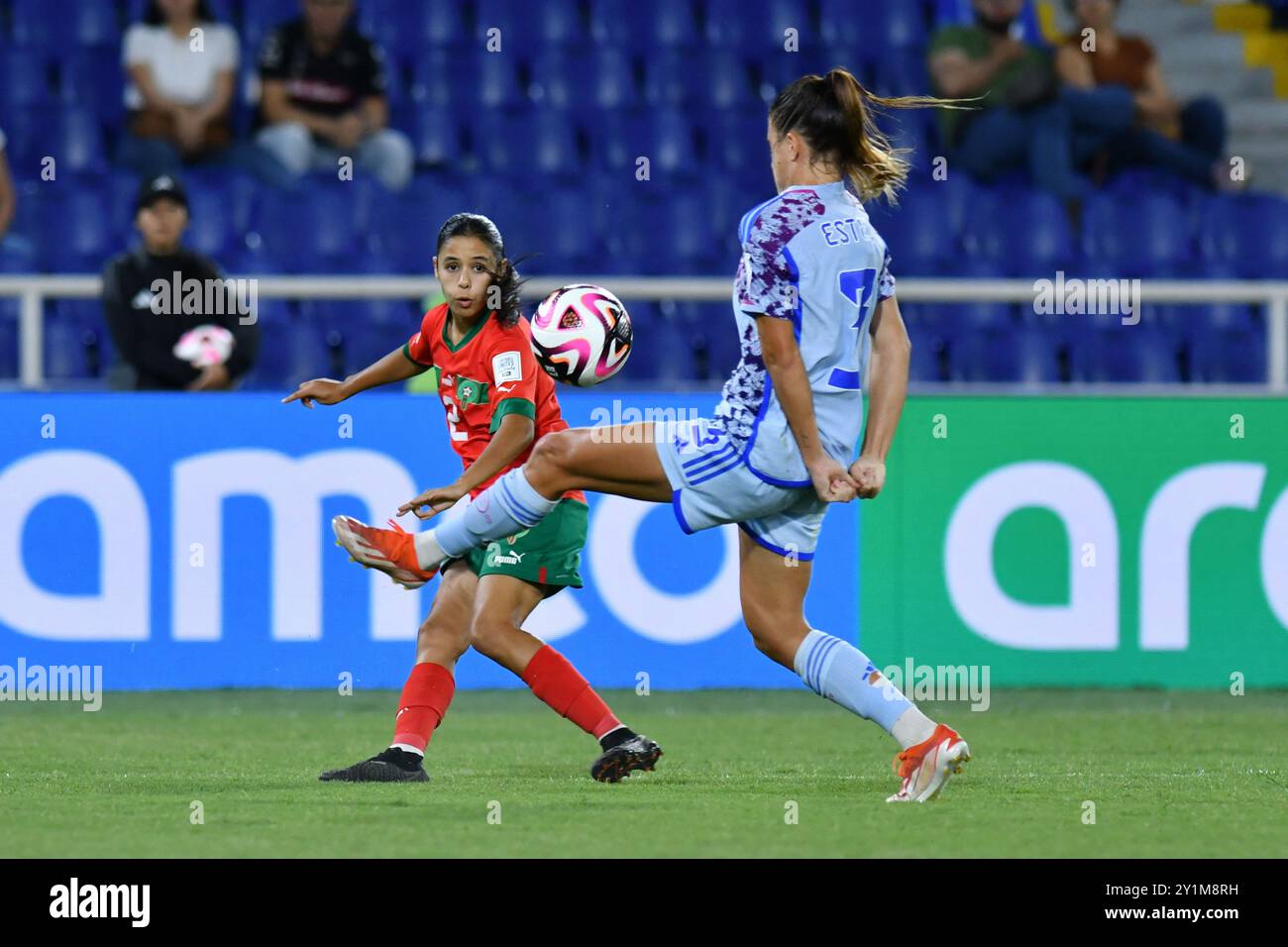 Cali, Colombia. 07th Sep, 2024. Fatima Naini of Morroco battles for ...