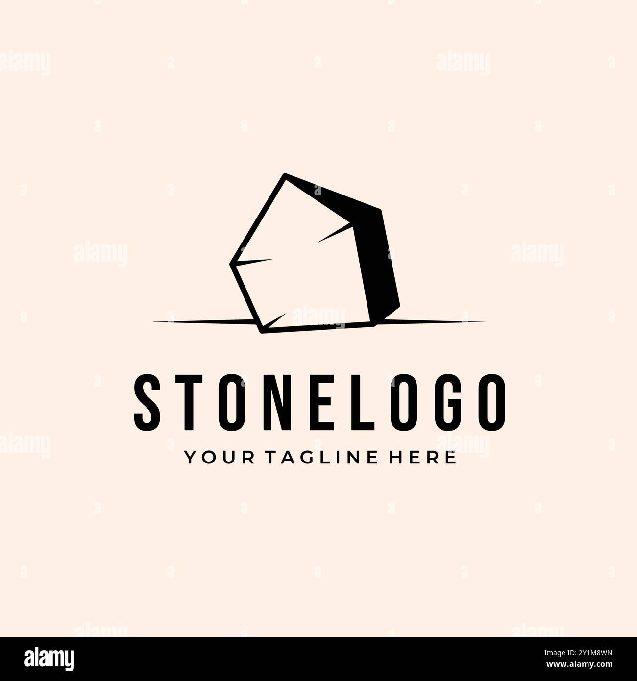 Stone Logo Line Art Minimalist Vector Illustration Template Design ...
