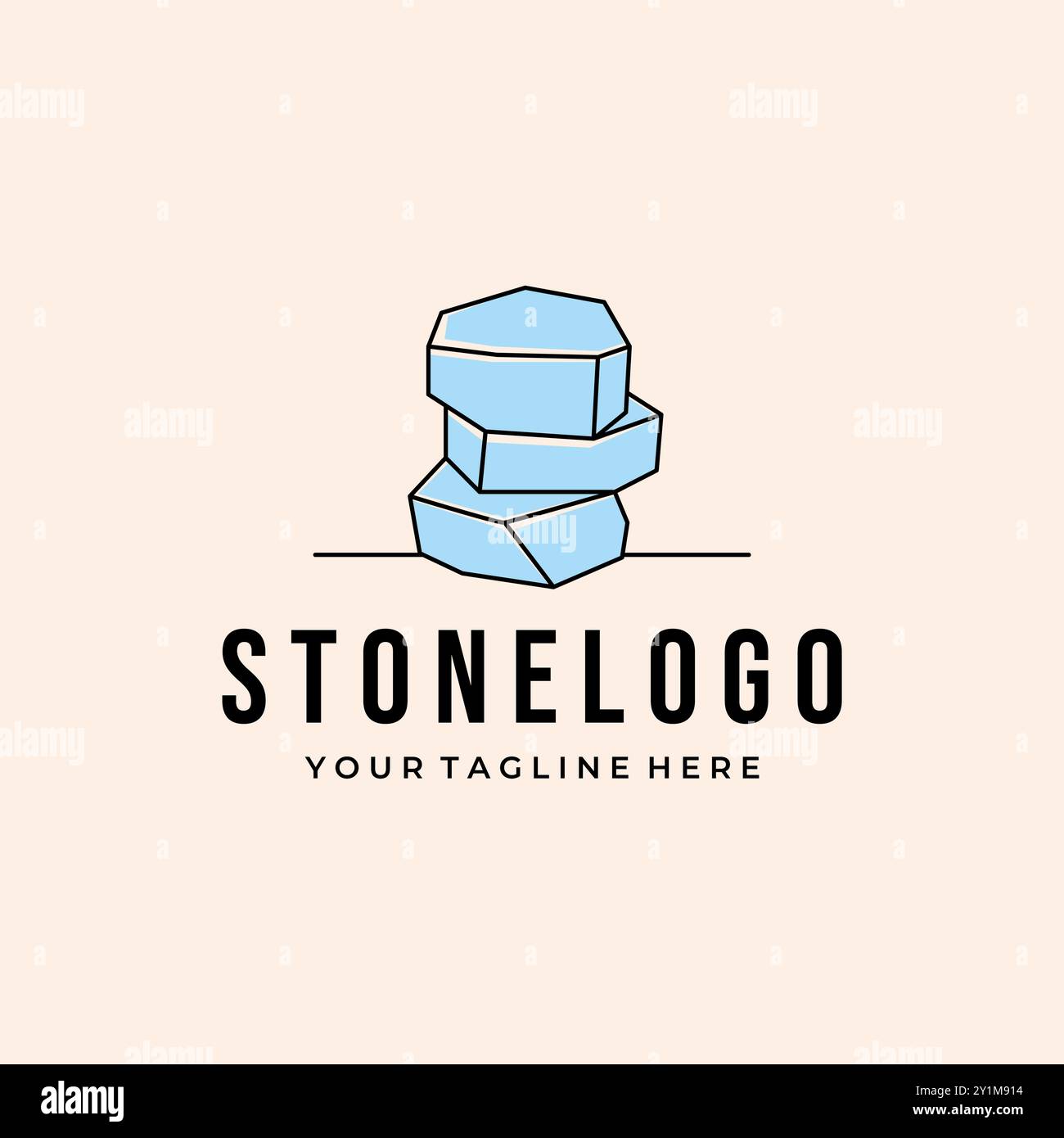 Stone Logo Line Art Minimalist Vector Illustration Template Design ...