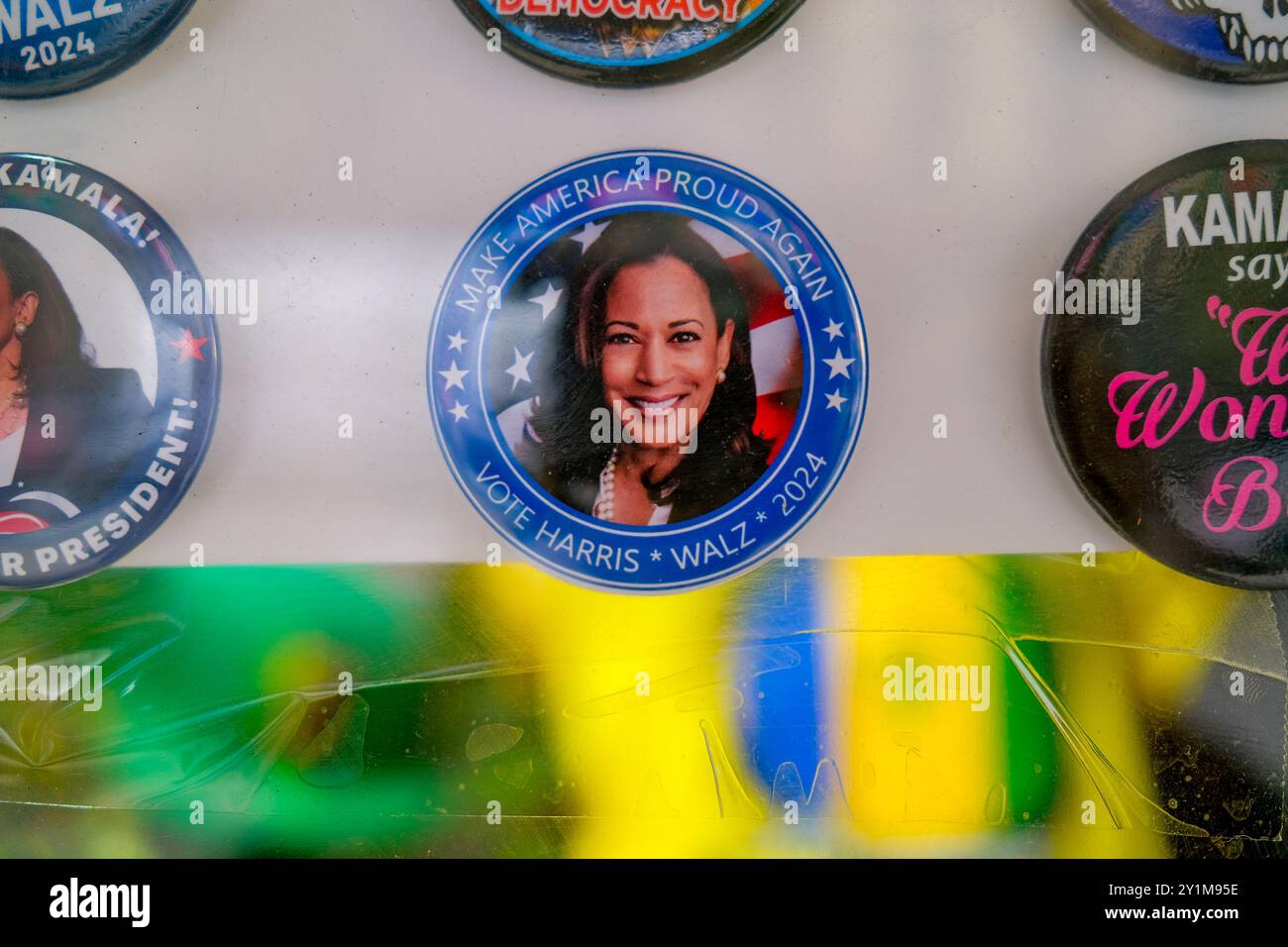 New York, New York, USA. 7th Sep, 2024. Kamala Harris Campaign Buttons ...