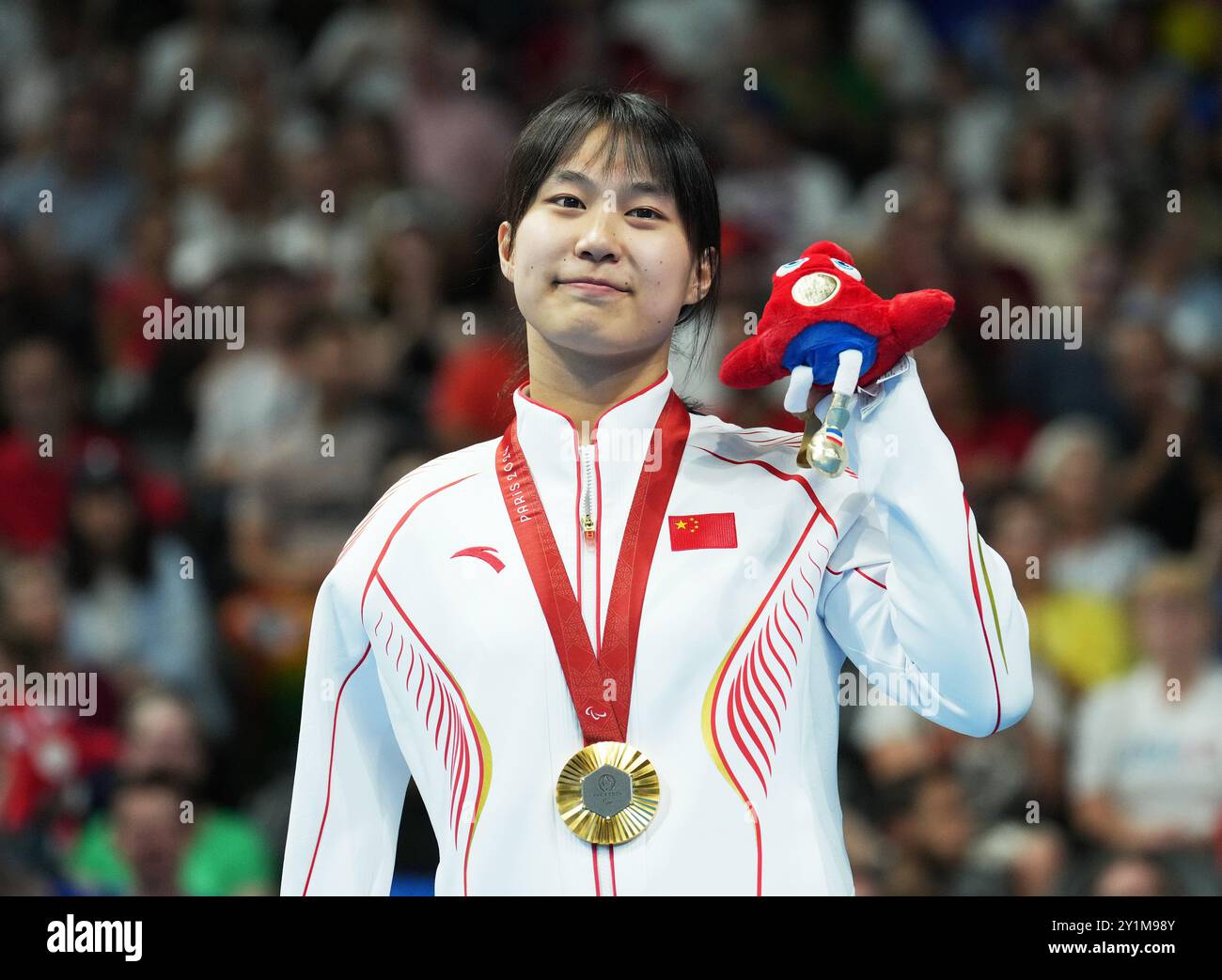 Paris, France. 7th Sep, 2024. Jiang Yuyan of China reacts during the ...