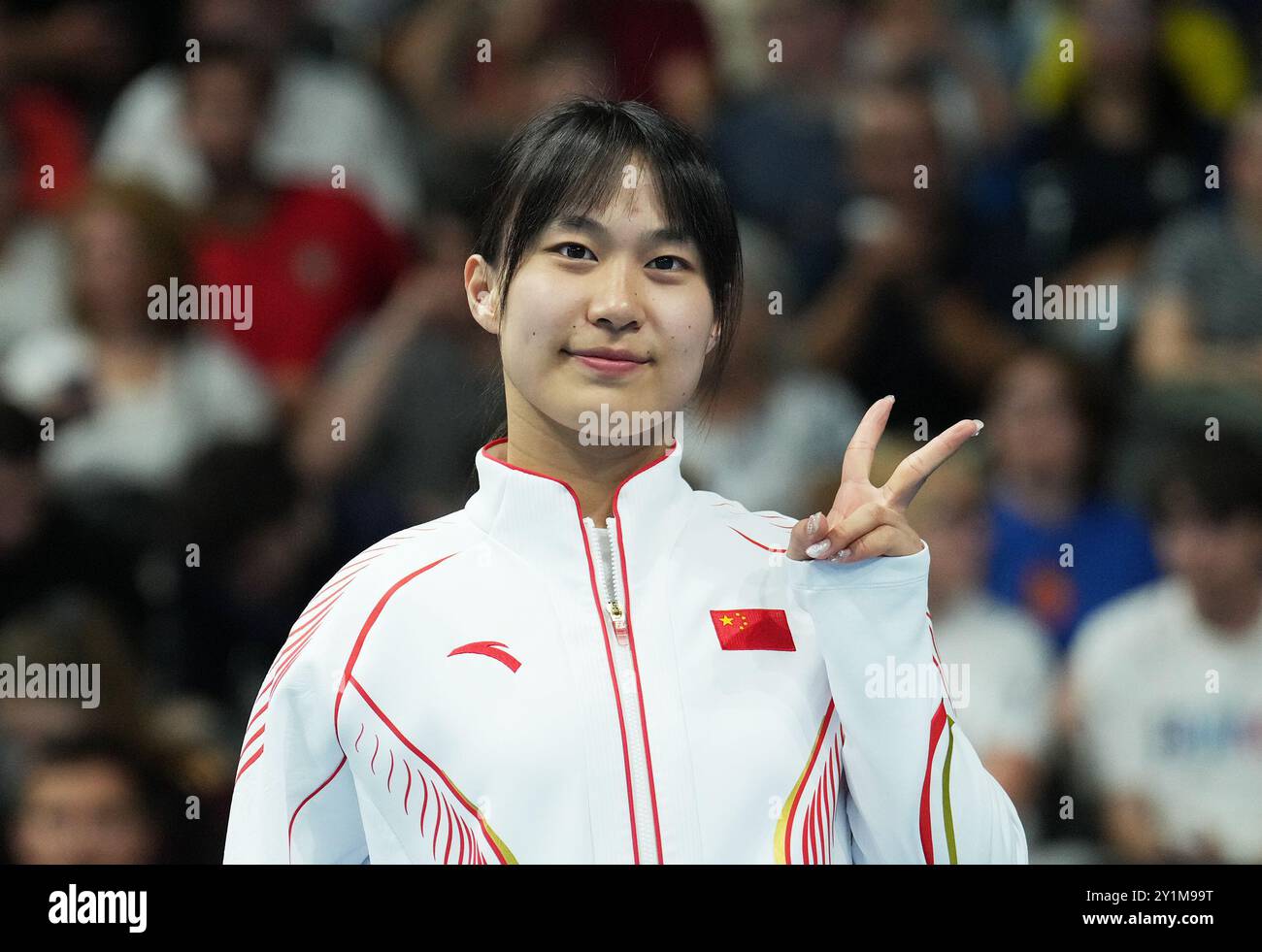 Paris, France. 7th Sep, 2024. Jiang Yuyan of China reacts during the ...