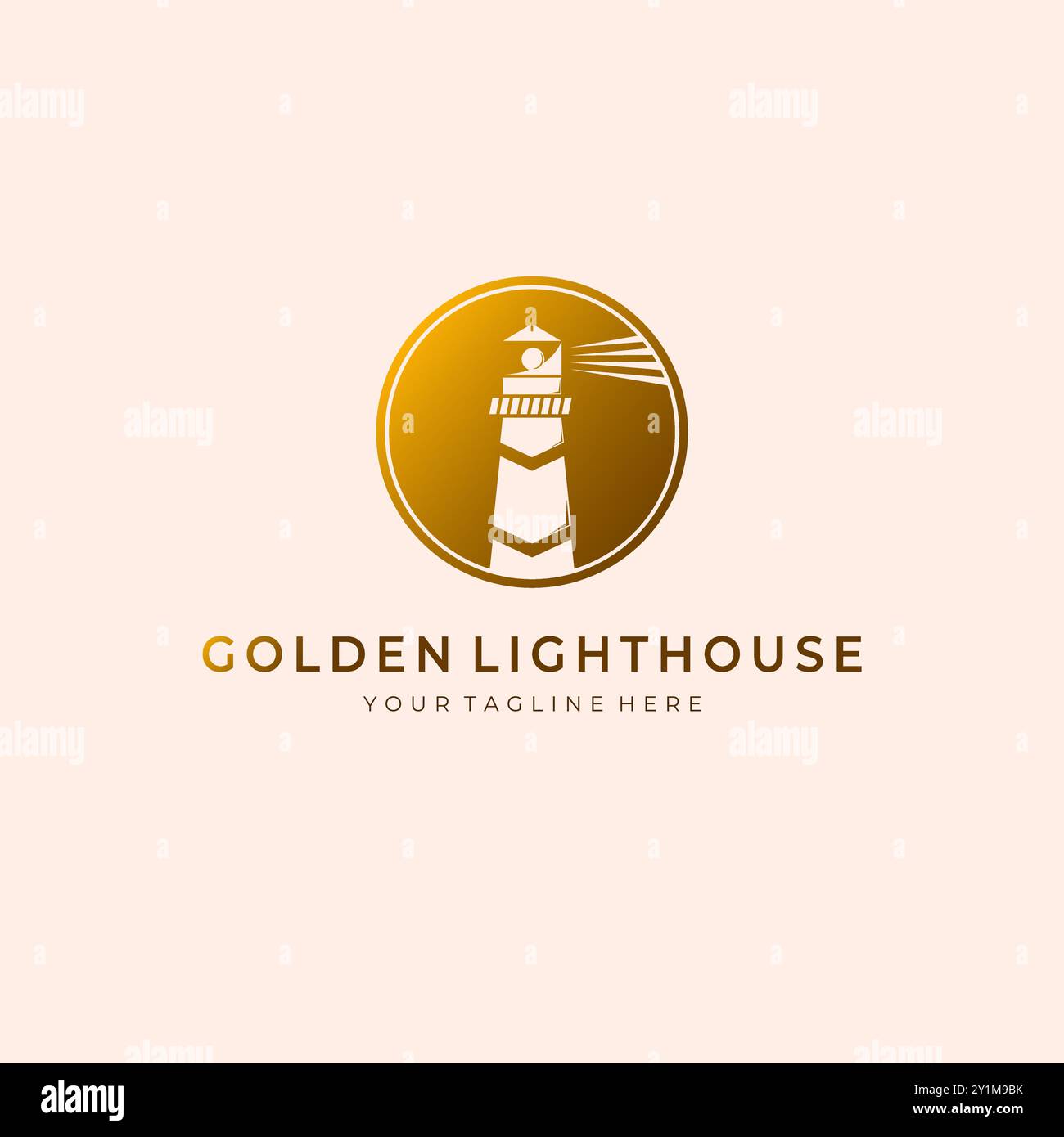 Golden Lighthouse Logo Template Illustration Design Vector Stock Vector ...
