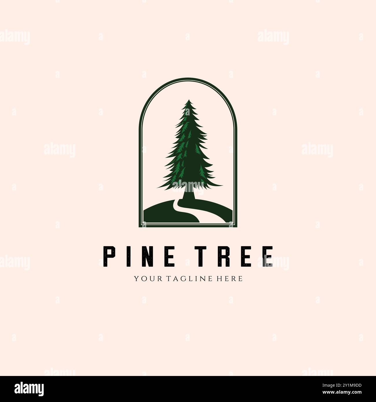 Pine Tree And River Vintage Logo Vector Illustration Design. Forest ...