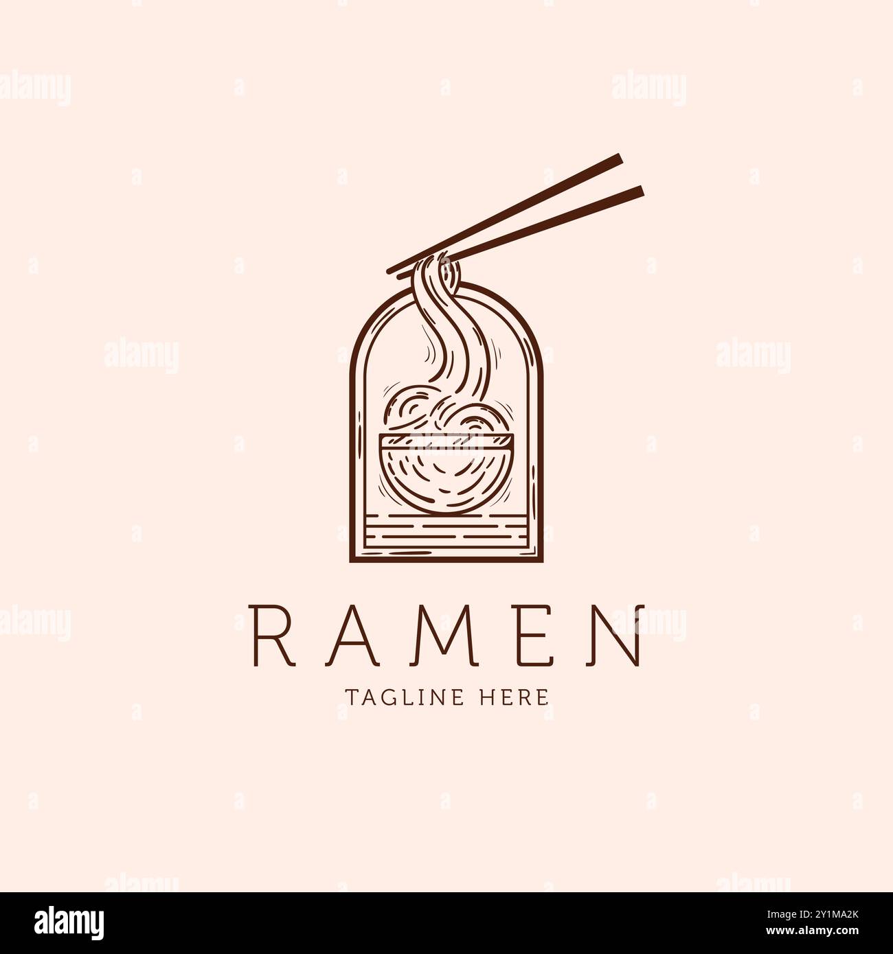 Noodle Line Art Logo Vector Illustration Design. Hand drawn Noodle Logo ...