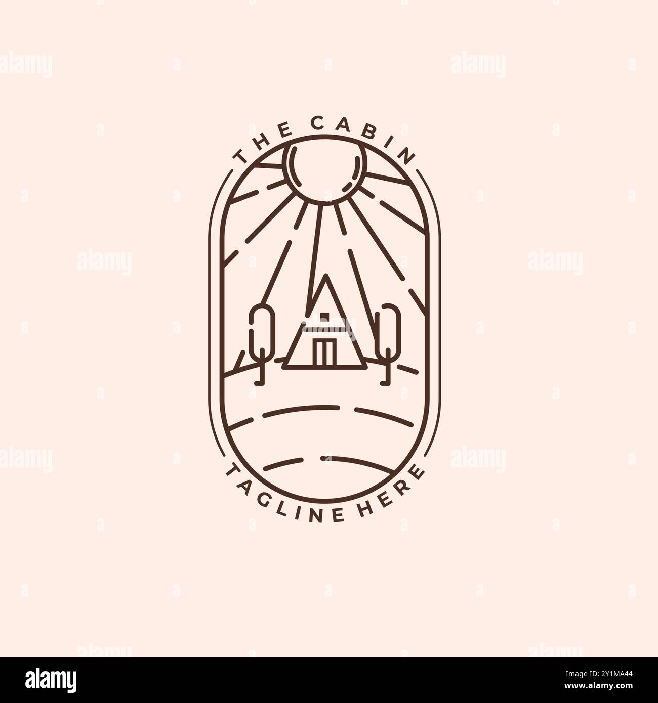 Cottage simple line art logo vector illustration design, cabin monoline ...