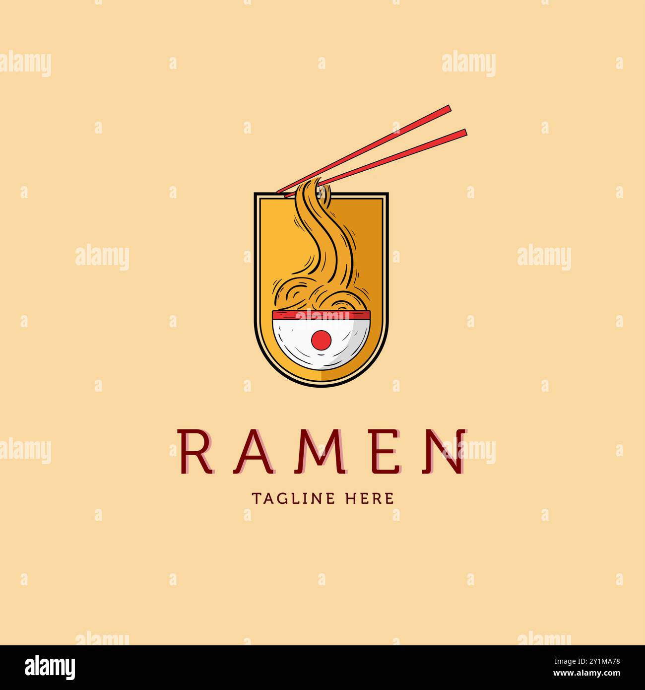 Noodle Line Art Logo Vector Illustration Design. Hand drawn Noodle Logo ...