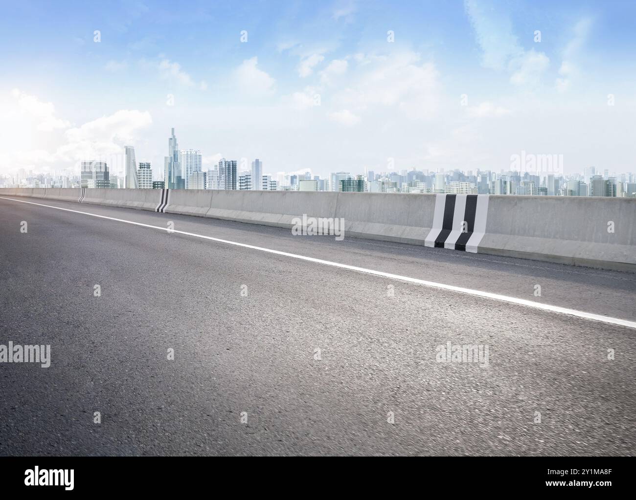 3d rendering empty asphalt road with cityscape background Stock Photo ...