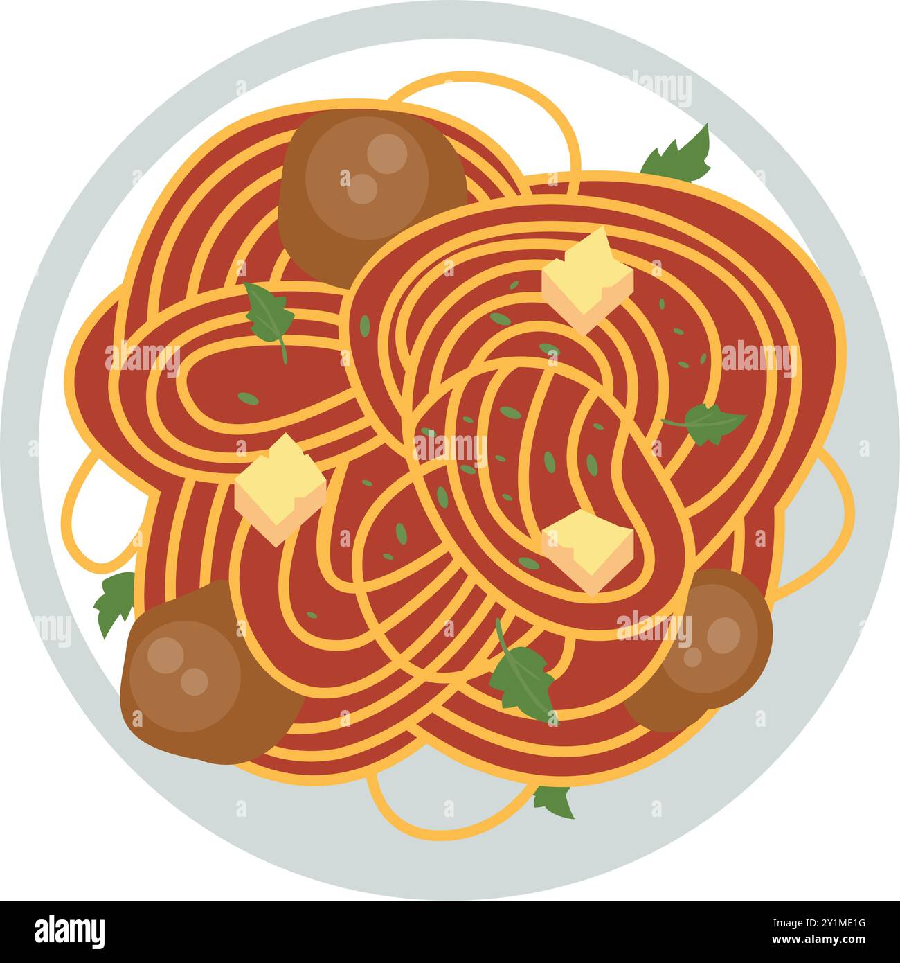 Spaghetti cheese meatballs Stock Vector Images - Alamy