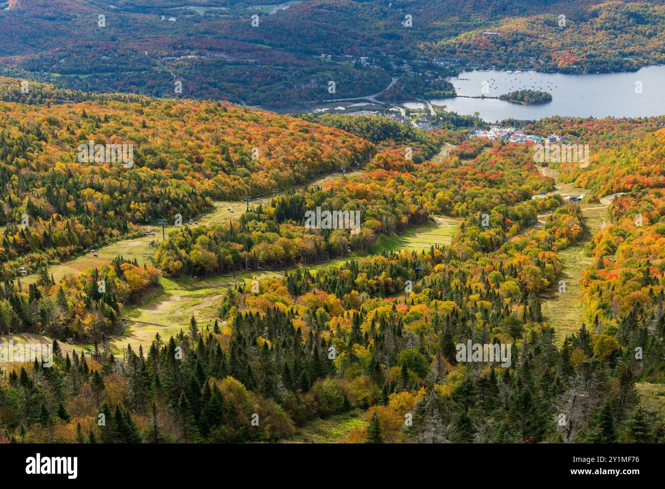 Mont-Tremblant Summit autumn scenery. Lake Tremblant, Laurentian ...