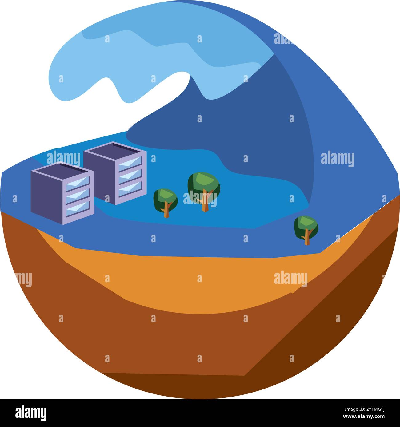 Tsunami water flood city Cut Out Stock Images & Pictures - Alamy