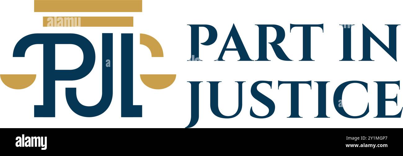 Flat initial PJL PART IN JUSTICE law logo design Stock Vector Image ...