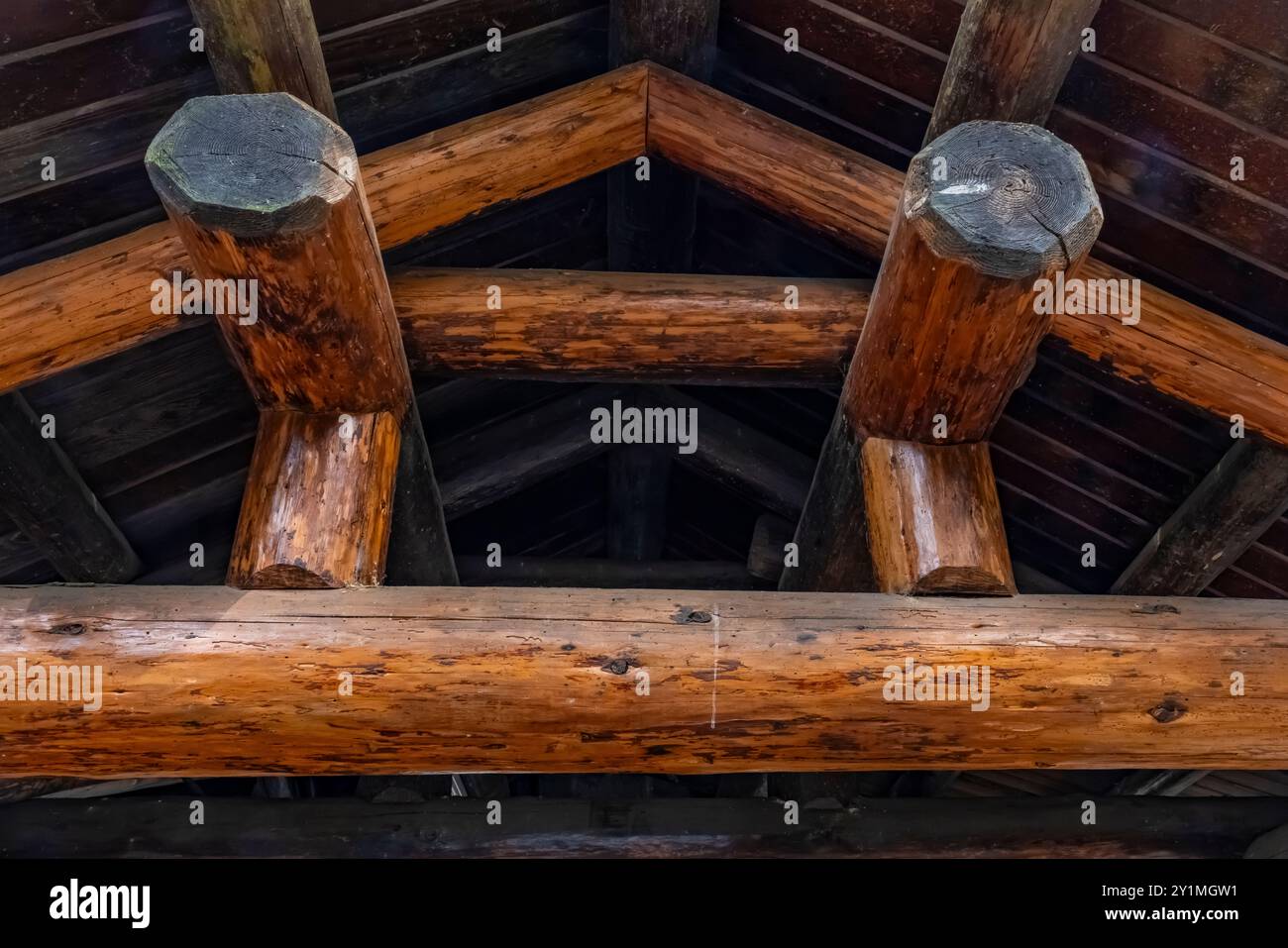 Rustic park picnic pavilion built by the Civilian Conservation Corps in ...