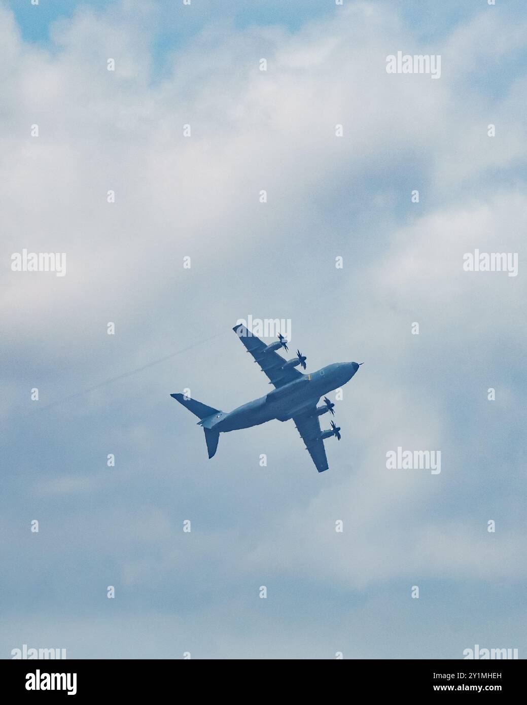 Airbus A400M military transport aircraft in flight, shows its four ...